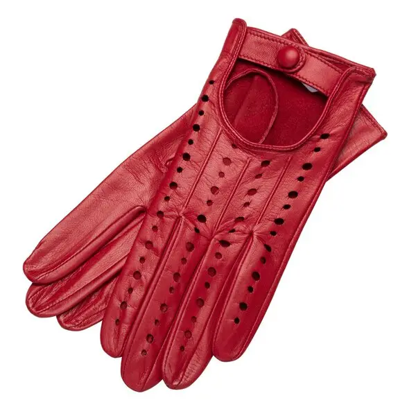 1861 GLOVE MANUFACTORY Rimini Leather Driving Gloves In Rosso Nappa Leather - Red