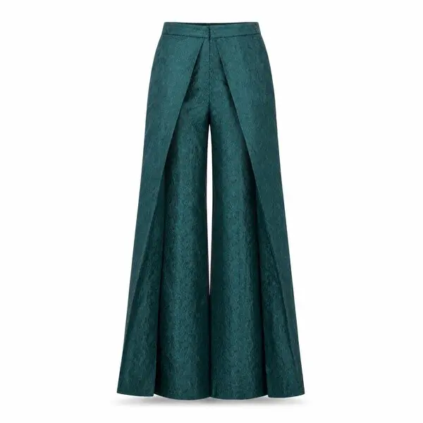 SILK AND BEARS Ophelia Teal Dynasty Wide Leg Palazzo Trouser - Green