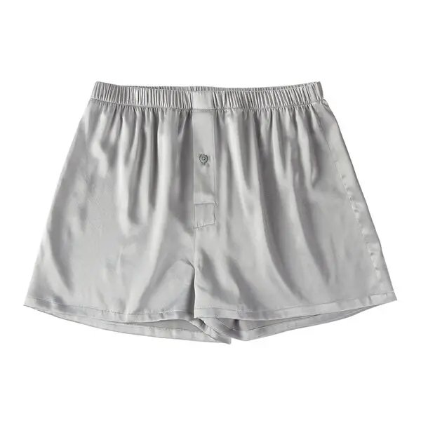 SOFT STROKES SILK Grey Pure Mulberry Silk Boxers - Silver