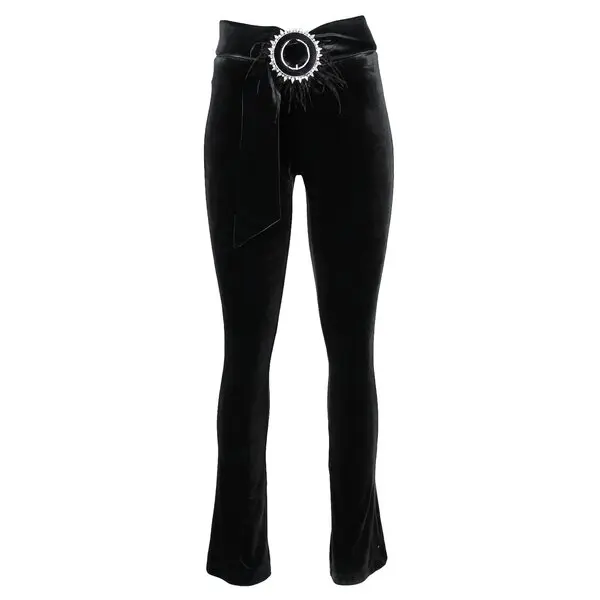 LALIPOP DESIGN Velvet Trousers With Belt - Black