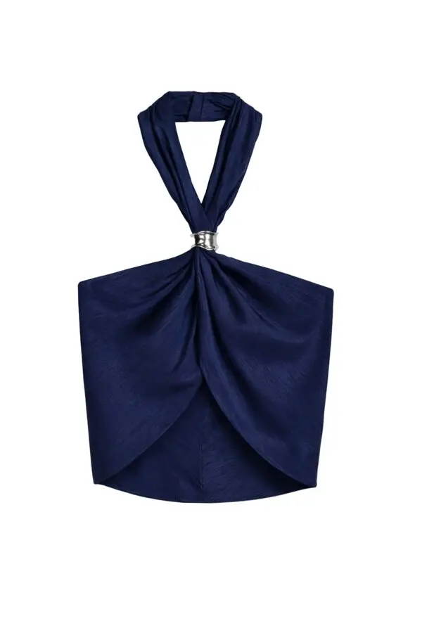 NOCTURNE Embellished Halter-neck Bustier Top - Blue