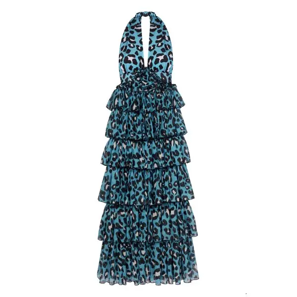 NUR KARAATA Florentina Leo Dress - Blue