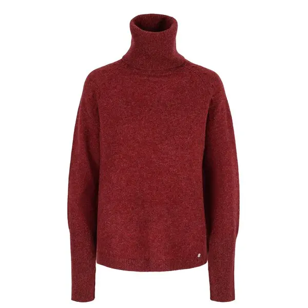 TIRILLM Cosy" Chunky Turtle Neck Pullover Wine Melange - Red