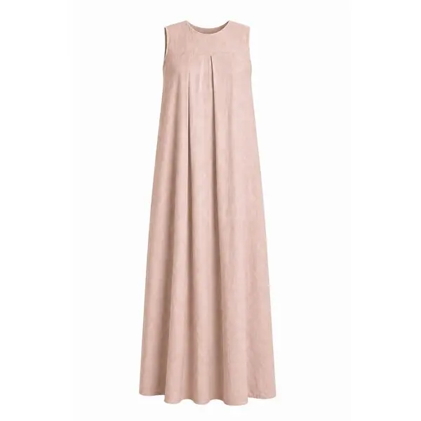 NIKKA PLACE Summer Linen Sleeveless Beach Dress In Peach Color - Pink