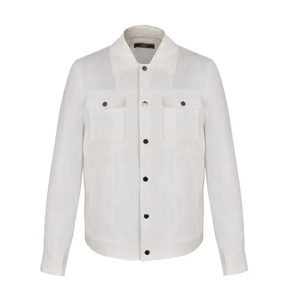 DAVID WEJ Hugo Linen Trucker Jacket - White