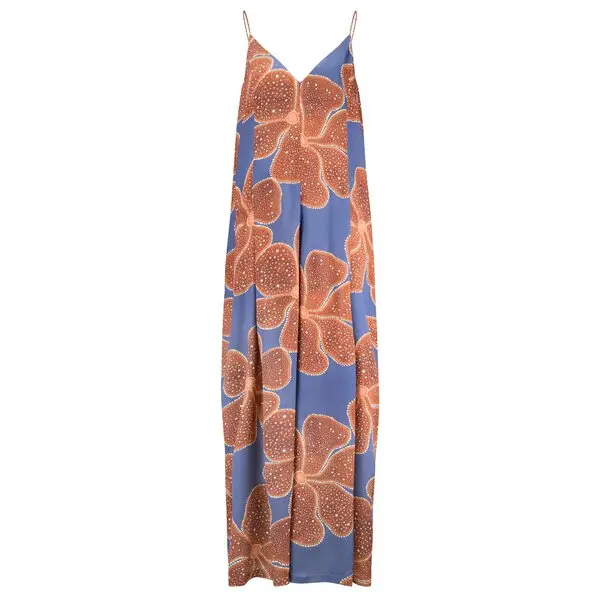 TRAFFIC PEOPLE Blue / Red Full Bloom Blue And Red Floral Ithaca Sleeveless Jumpsuit - Blue/red