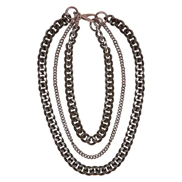 SYLVIA PIECHULLA Black / Grey Chunky 3-tier Black Aluminium Metal Chain Necklace Cleopatra - Black/grey