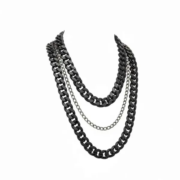 SYLVIA PIECHULLA Chunky Layered Metal Chain Necklace - Black/grey