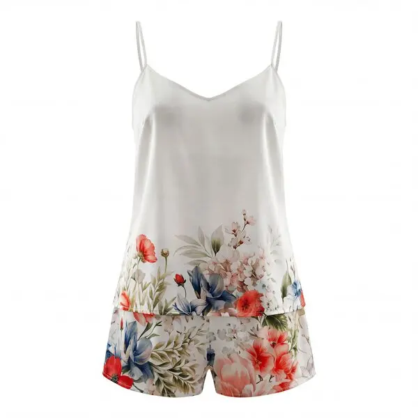 VIMISSIA Sunrise Blossom Camisole And Shorts Set - White