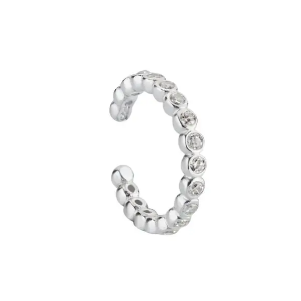 LINYA JEWELLERY Mini Cartilage Earring Row Stone - Silver