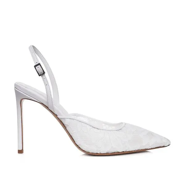 GINISSIMA Ines Lace Slingbacks Premium Collection - White
