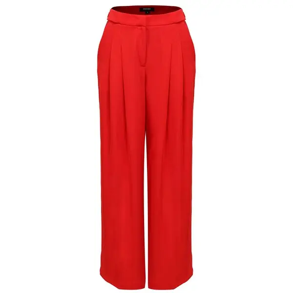 SMART AND JOY Loose Straight Tailor Pants - Red