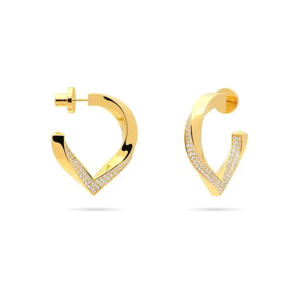 MEULIEN Twisted Stylized Waterdrop Drop Earrings With Pave Cz - Gold