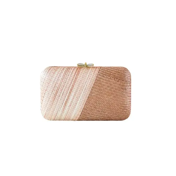 Likhâ Coral Kimono Clutch Purse With Mother-of-pearl Butterfly Clasp - Orange