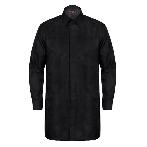 DAVID WEJ Kensington Floral Jacquard Tunic Shirt - Black