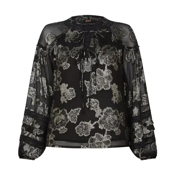 ROSE & NANCY Black / Silver Dahlia Black Silver Blouse - Black/silver