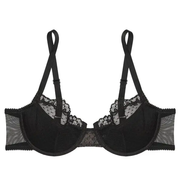 VERDANT INTIMATES Dot Mesh Demi Molded Bra - Black