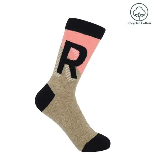 PEPER HAROW - MADE IN ENGLAND Alphabet ’s Socks – R - Grey