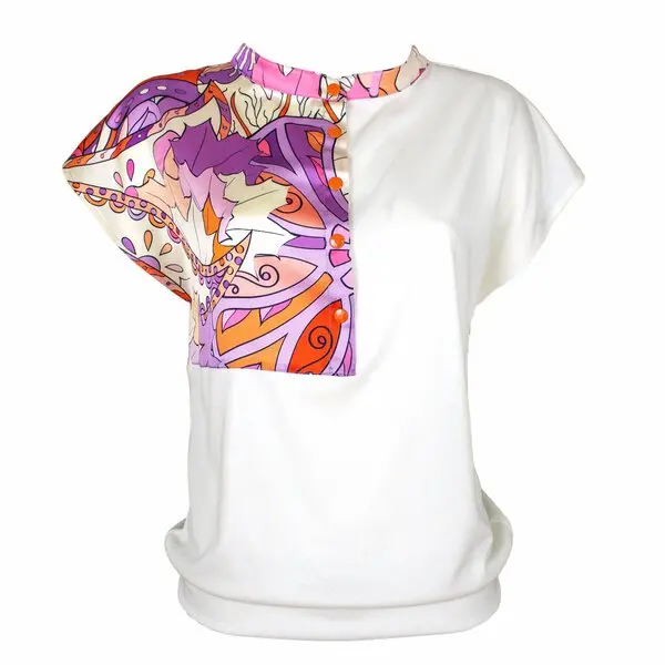 LALIPOP DESIGN Abstract Print Garnished Blouse - Orange