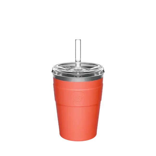 KEEPCUP Cold Cup Thermal With Straw Lid 12oz/340ml Stainless Steel Reusable Coffee Cup Persimmon - Orange
