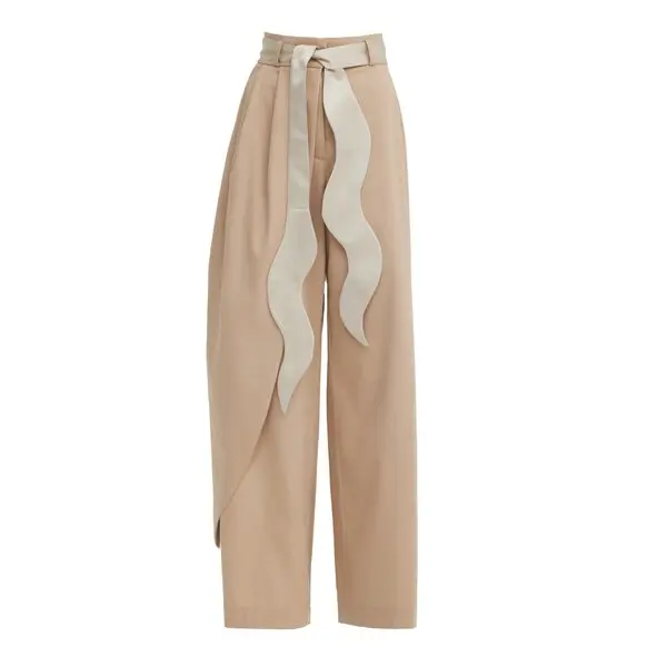 JULIA ALLERT Neutrals High-waist Wrap Trousers - Beige