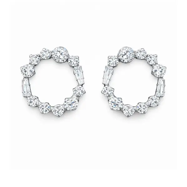 MAISON DE GALA Mixed-cut Crystal Circle Earrings - Silver