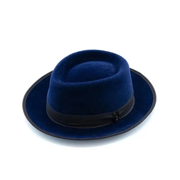 DORIA 1905 Velour Lapin Felt Telescope Hat - Blue
