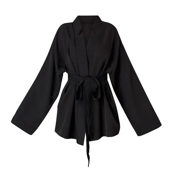 LIA ARAM Fluid Wrap Blazer - Black