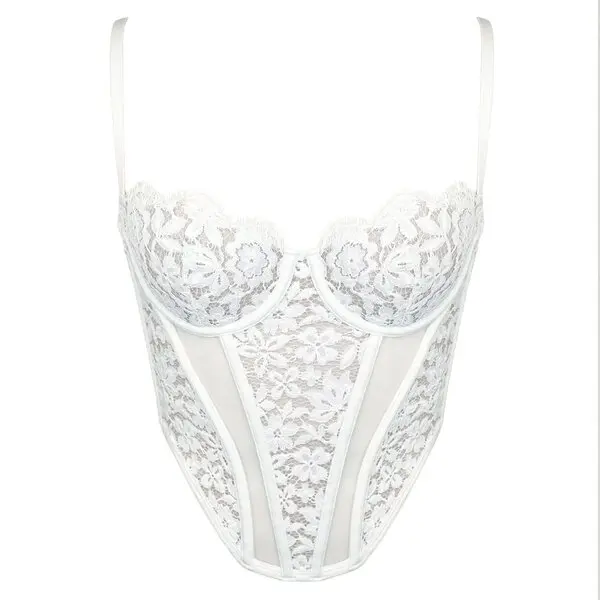 MONIQUE MORIN LINGERIE Frisson Corset Crystal - White