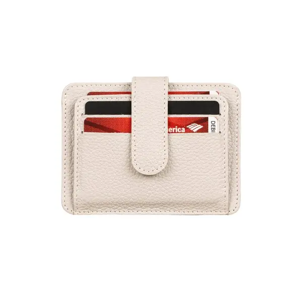 LEATHERE Leather Card Holder Wallet With Id Window Light Miami - Grey