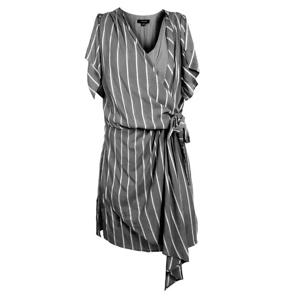 SMART AND JOY Drape Striped Dress - Black