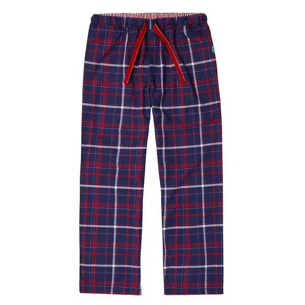 LOUNGERS Blue / White / Red Soft, Breathable Organic Brushed Cotton Loungewear Trousers In Navy, Red, And White Long Length - Blue/white/red