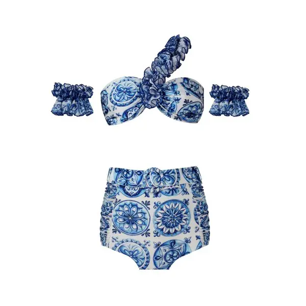 NUR KARAATA Lilou Bleu Blanc Bikini Set