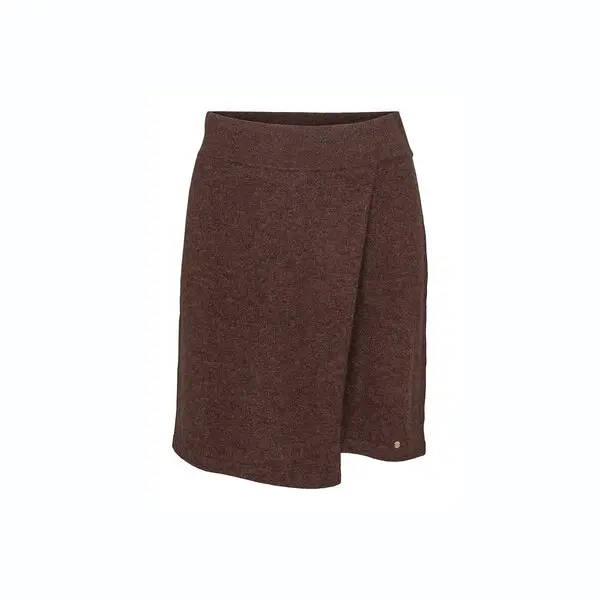 TIRILLM Anette Merino Wool Skirt With Wrap Front, Dark Melange - Brown
