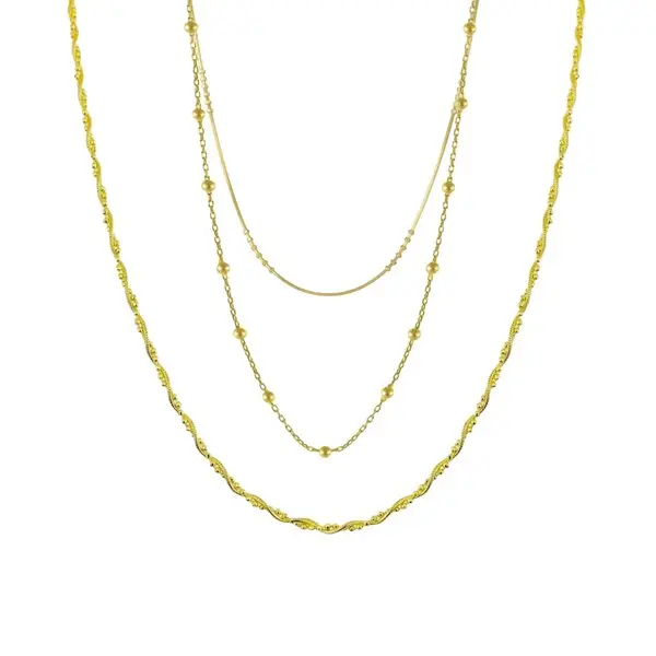 SPERO LONDON Twisted & Beaded Chains Sterling Silver Layering Necklace Set - Gold