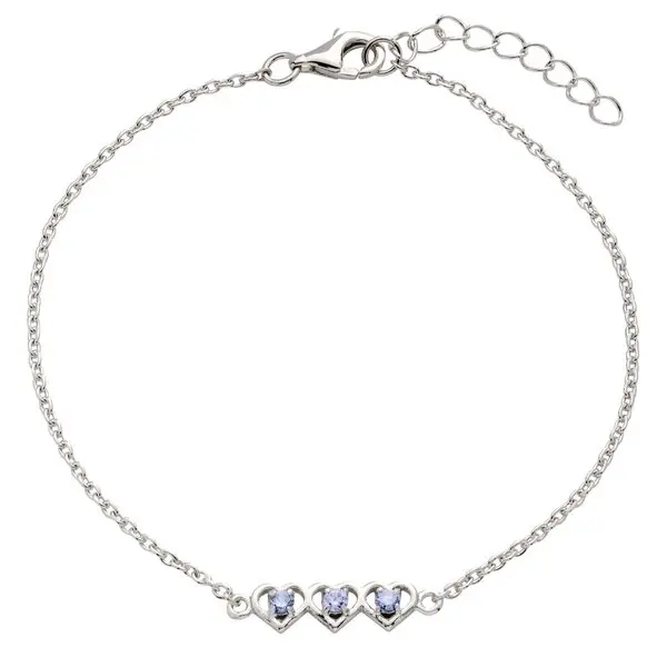 BELINDA JEWELZ Silver / Purple Alexandrite Triple Heart Bracelet - Silver/purple