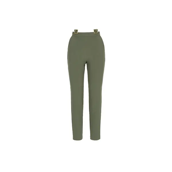 MANDRAGORA High-waisted Light Khaki Pants Feminity - Green