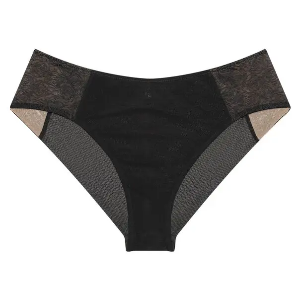 VERDANT INTIMATES Rose Lace French Bikini - Black