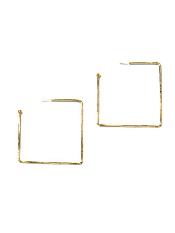 JAREDJAMIN Large Squaretastic Hoop Post Earrings - Gold