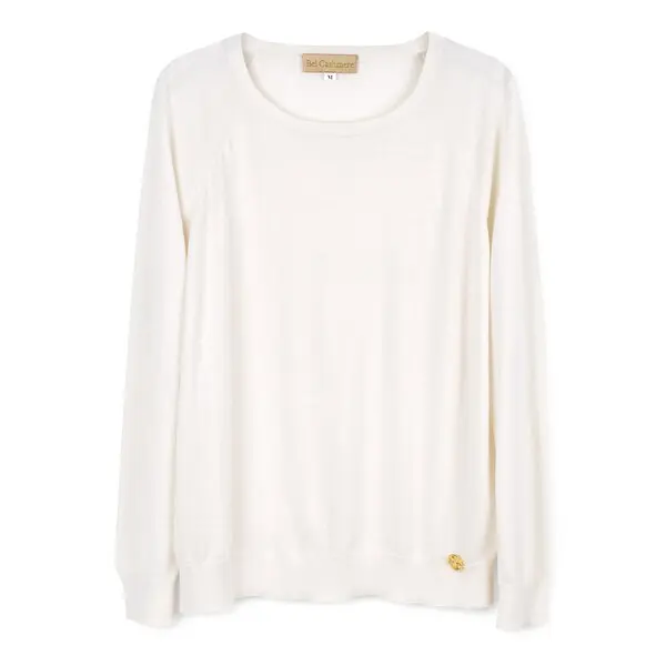 BEL CASHMERE Chelsea Cashmere And Silk Ivory Sweater - White