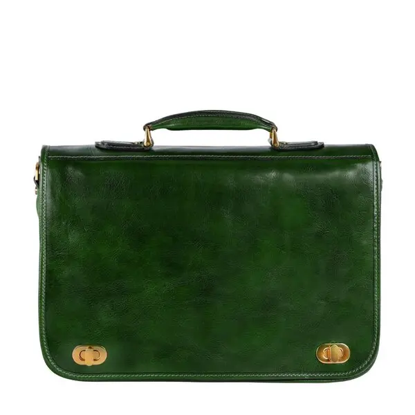 TIME RESISTANCE Leather Briefcase Laptop Bag