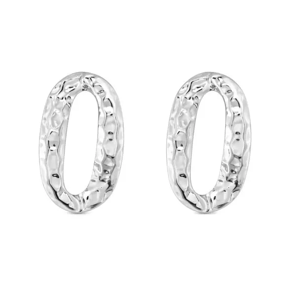HYE JANE JEWELRY Rue Hammered Oval Earrings - Silver