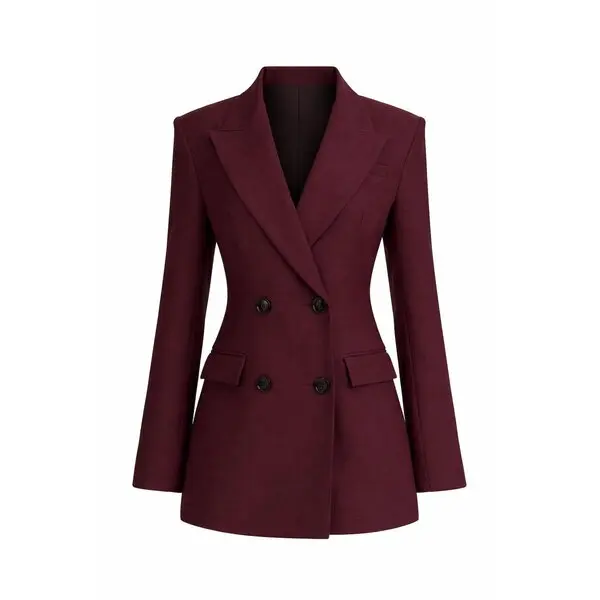 ICON LEVA Kaia Tailored Double Breasted Blazer Jacket Burgundy - Brown