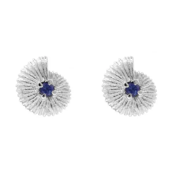 LEE RENEE Ammonite Sapphire Earrings - Silver