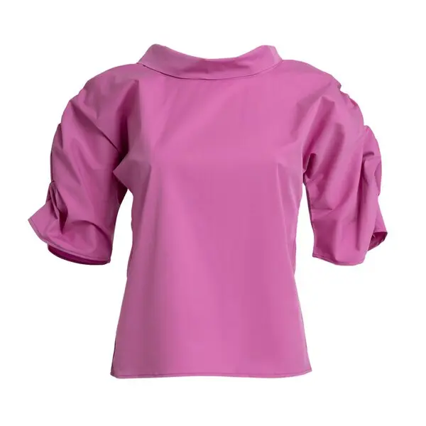 BIANCA POPP Puff Blouse With Collar In Cotton Mix - Pink