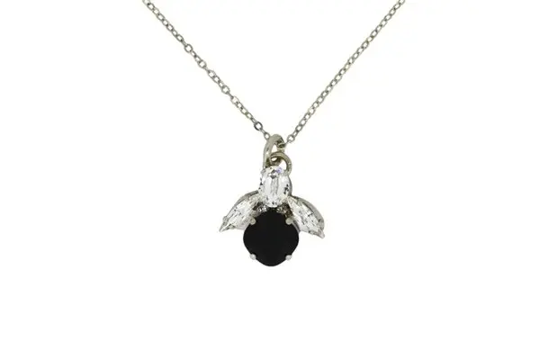 VICKISARGE The Bee Necklace In Platinum Long - Black