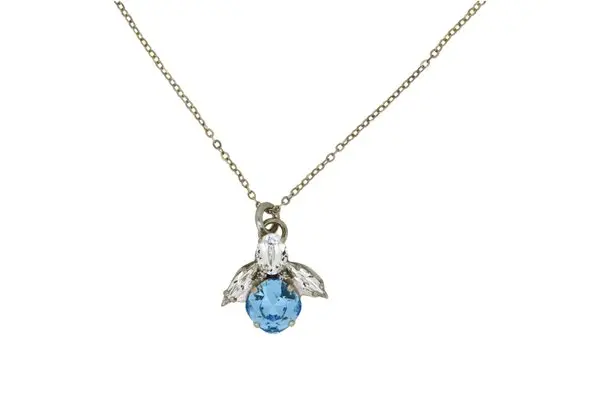 VICKISARGE The Bee Necklace In Platinum Long - Blue