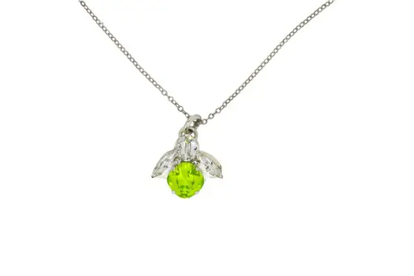 VICKISARGE The Bee Necklace In Platinum Long - Green