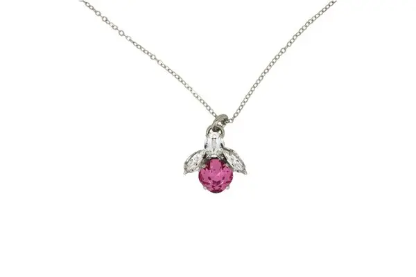 VICKISARGE The Bee Necklace In Platinum Long - Pink