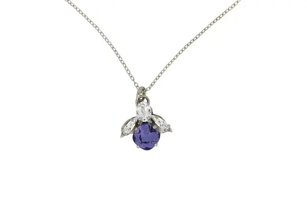 VICKISARGE The Bee Necklace In Platinum Long - Purple